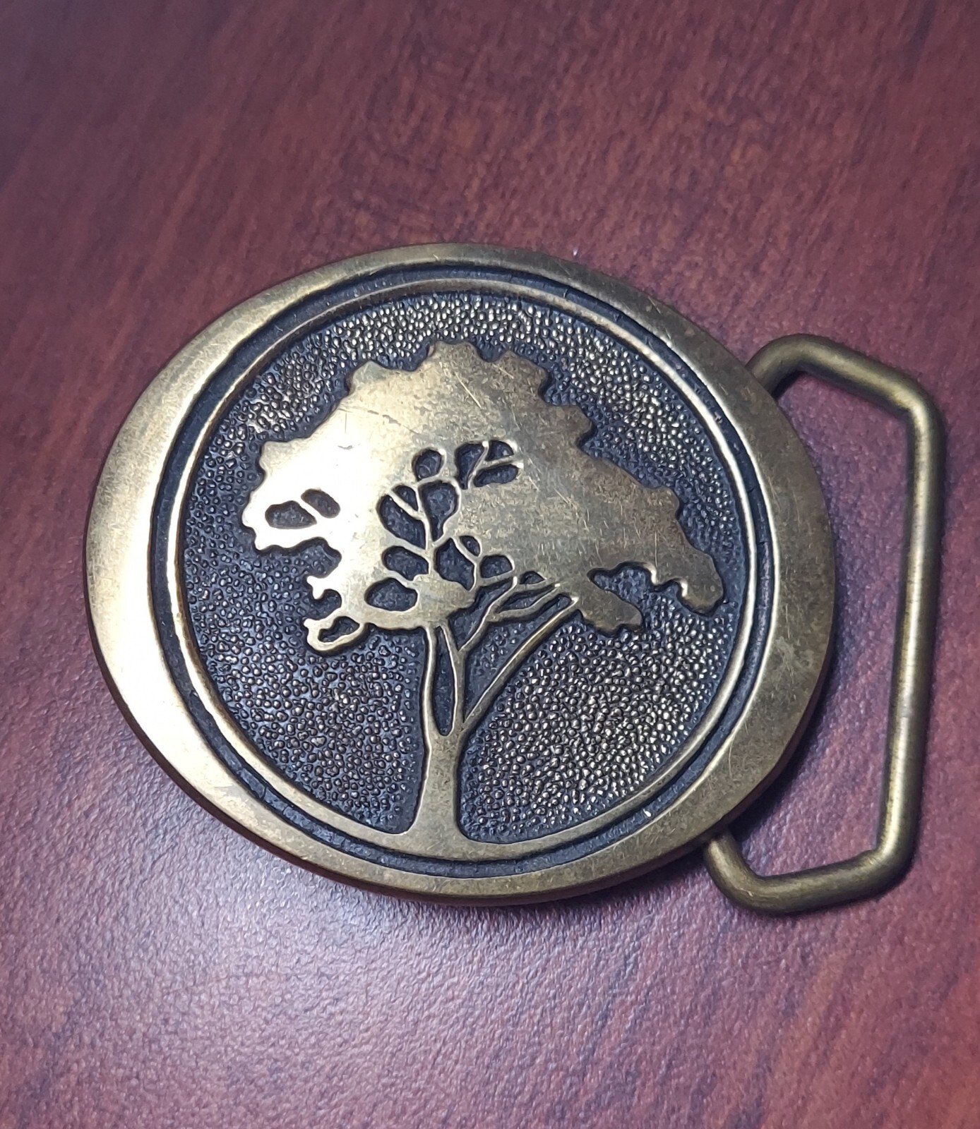 Vintage 1978 BTS Solid Brass Tree Belt Buckle Mens F… - Gem