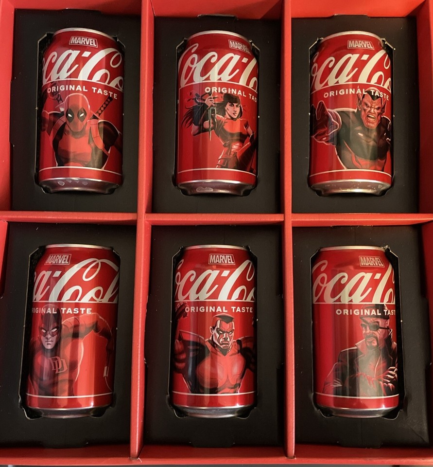 Marvel X Coca Cola 2024 Collectors Edition Box - 6 Rare Cans Super Hero ...