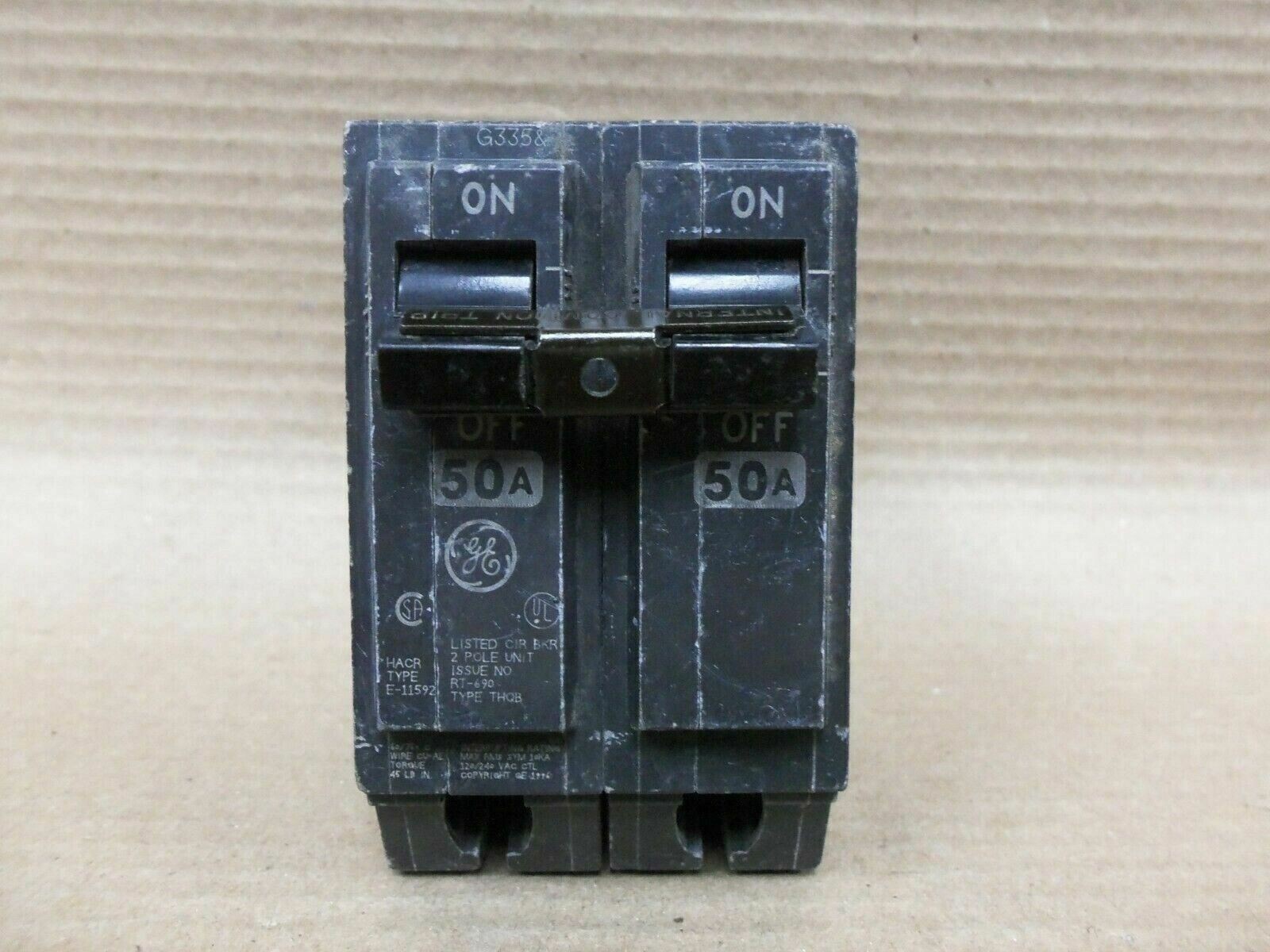 NEW GE ABB THQB THQB2150 2 Pole 50 Amp 240V Silk Screen Bolt-On Circuit ...