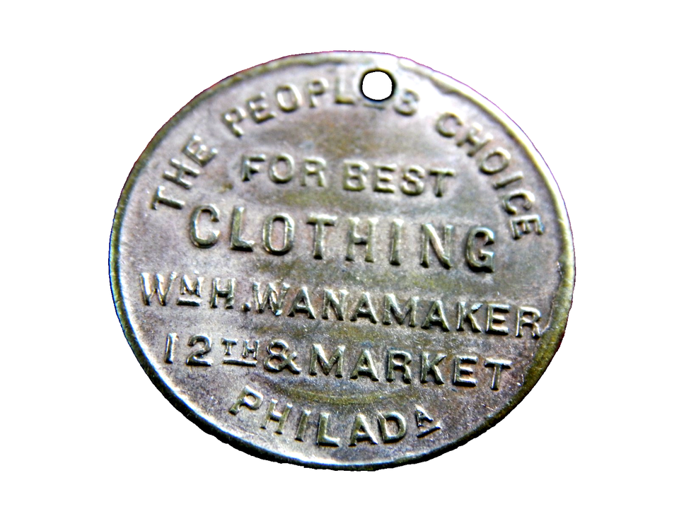 1892 GEN BENJAMIN HARRISON UNLISTED Wm H WANAMAKER MERCHANT TOKEN PHILA ...