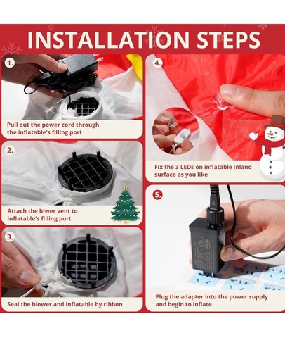 Inflatable Air Fan Blower Motor With 12V Adapter 5LED Light Blow up ...