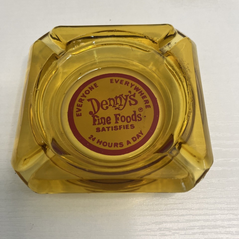 Vintage 1970's Dennys Restaurant Amber Glass Ashtray Denny's Fine Foods Ash Tray | eBay