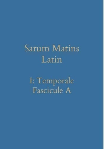 William Renwick Sarum Matins Latin I (Relié) 9781777141356 | eBay