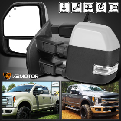 Fits 2017-2019 Ford F250 F350 SuperDuty Power Heated+Temp Sensor Chrome ...