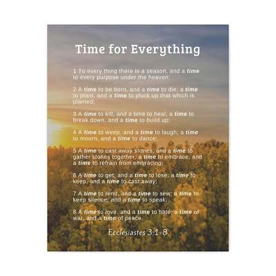 Time For Everything Ecclesiastes 3:8 Bible Verse Canvas Christi | eBay
