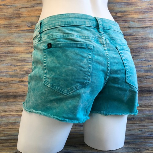 Hot Topic Lovesick Shorts Womens Size 5 Low Rise Acid Wash Teal | eBay