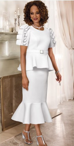 Size 12 Ashro White Formal Wedding Church Dinner Party Vonetta Peplum ...