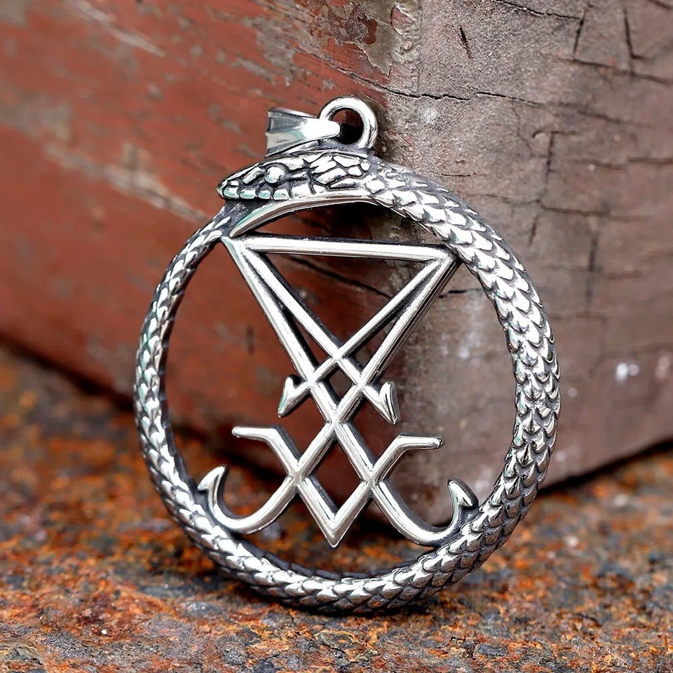 Stainless Steel Men's Necklace Snake Lucifer Satan Signet Amulet Punk ...