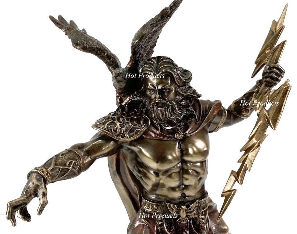 LARGE 20" Zeus God of Thunder Lightning Bolt Greek Mythology Statue ...