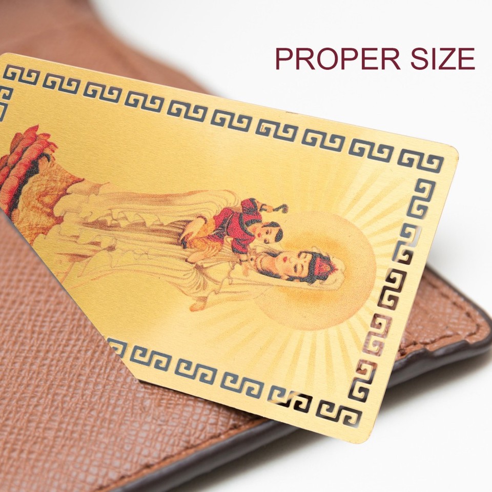 Aluminum Alloy Chinese Amulet Card Kwan Yin Luck Auspicious Protection ...