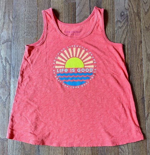 Life Is Good Women's Sunset Crusher Tank Top, Orange, 100% Cotton, Size ...