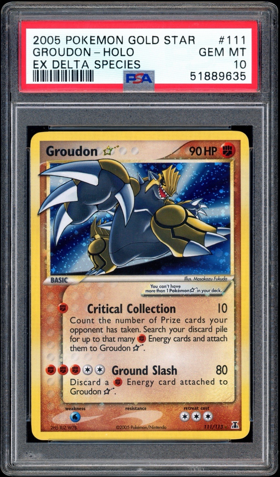 Pokemon Groudon Gold Star PSA 10 Holo EX Delta Species 111/113 2005 | eBay