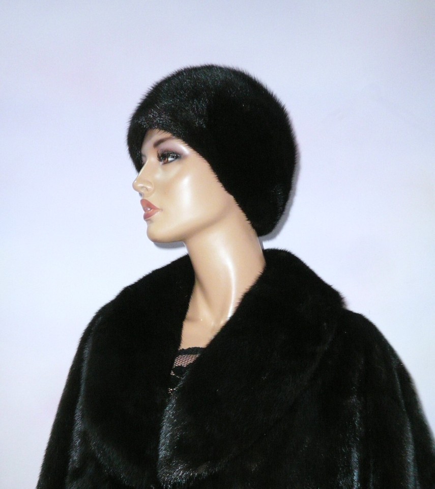 Real Ranch Mink Fur Hat for Coat Jacket Vison Норкa Nerz Dark Brown ...