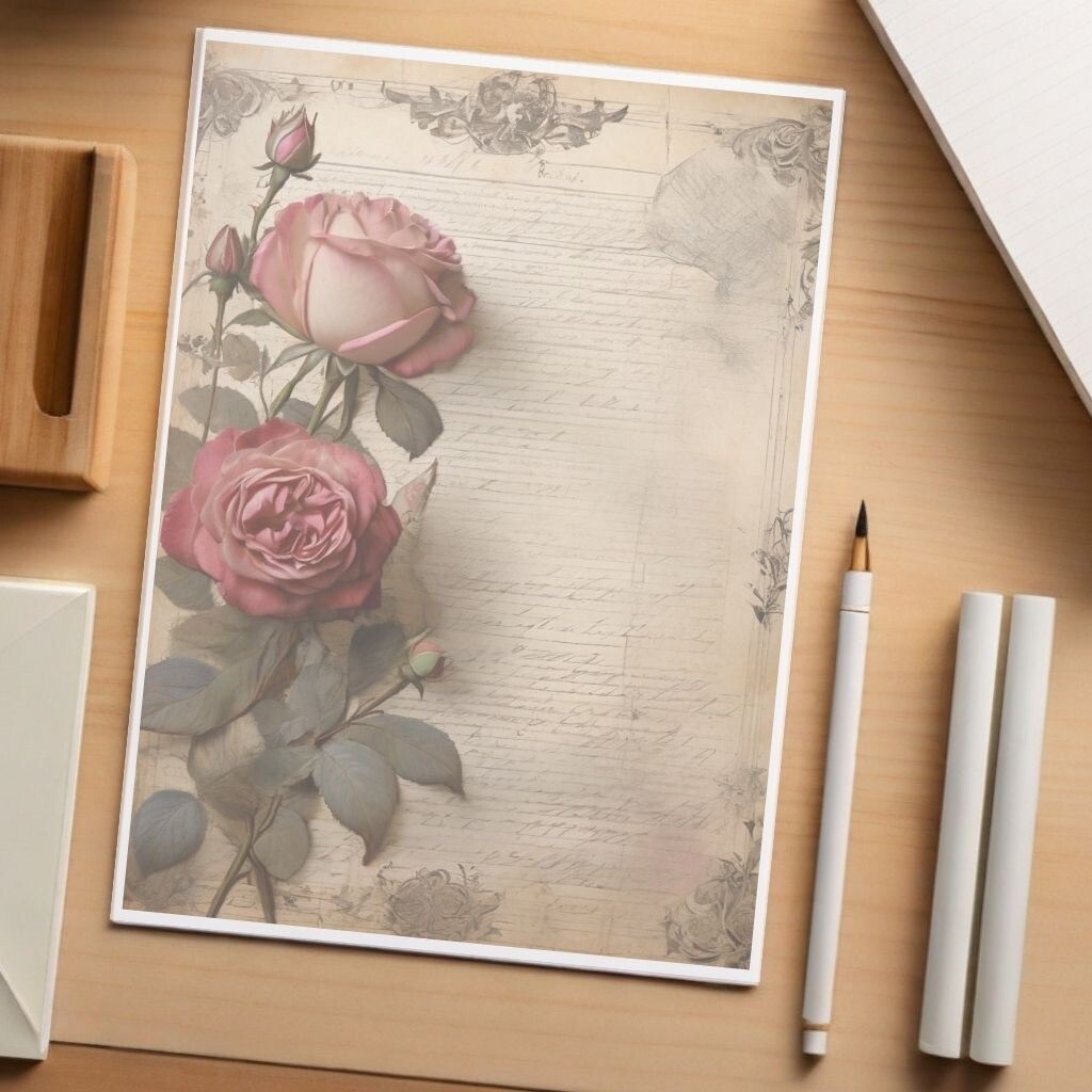 48 Sheets of Decorative Stationery Paper for Letters , 8.5 x 11 - Roses ...