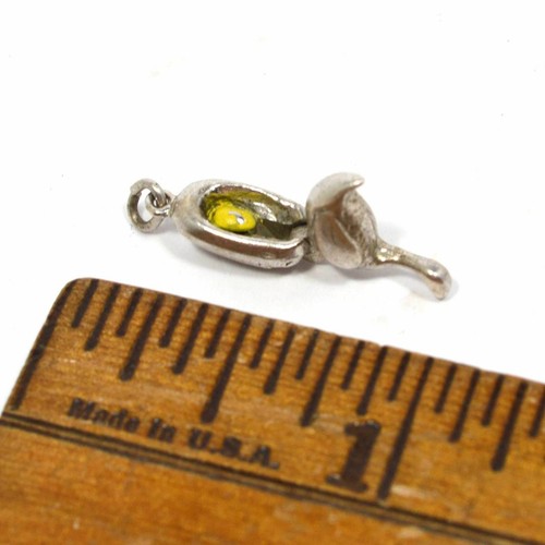 Vintage STERLING SILVER BRACELET CHARM Articulated 'GOOSE w/ GOLDEN EGG ...