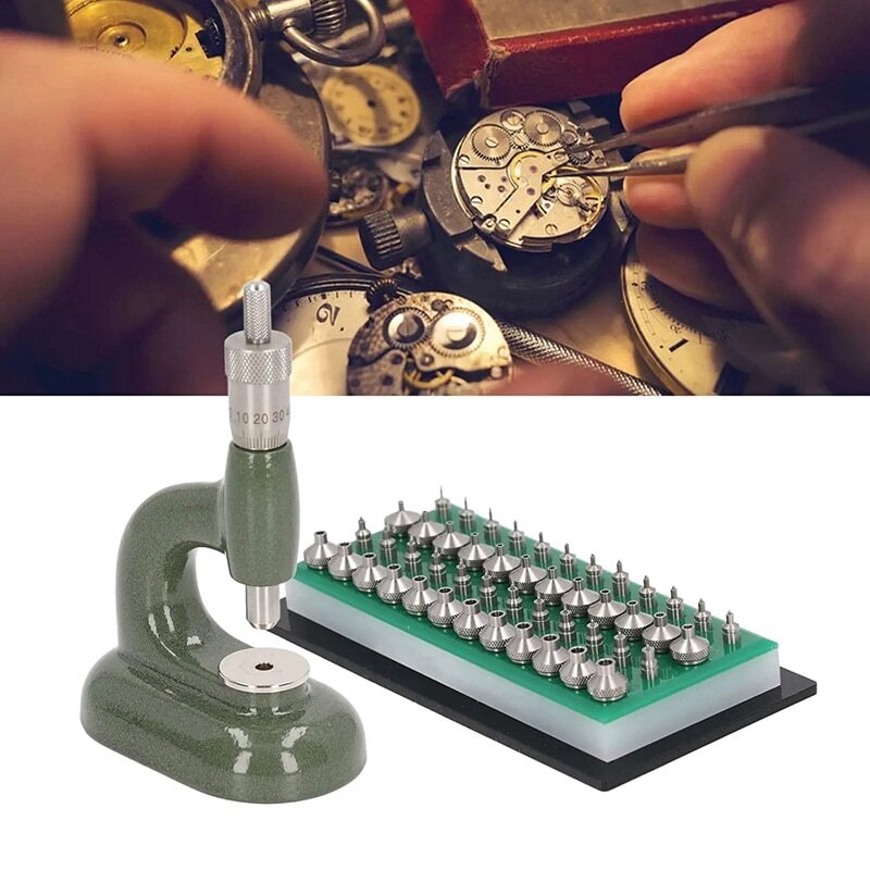 Watchmaker's Jewelling Tool with Micrometric Screw and Pump Pusher ...