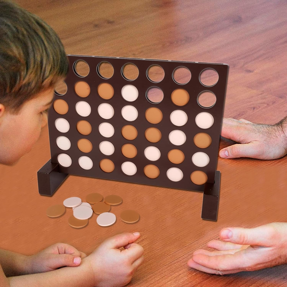 Wooden 4 in a Row Game, Classic Strategy Game for Kids and Adults ...