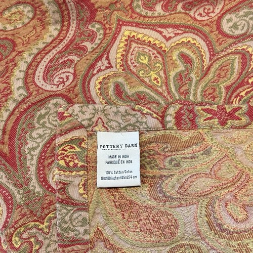 Pottery Barn PAISLEY Table Runner 17”x100” Warm Fall Colors Boho EUC | eBay