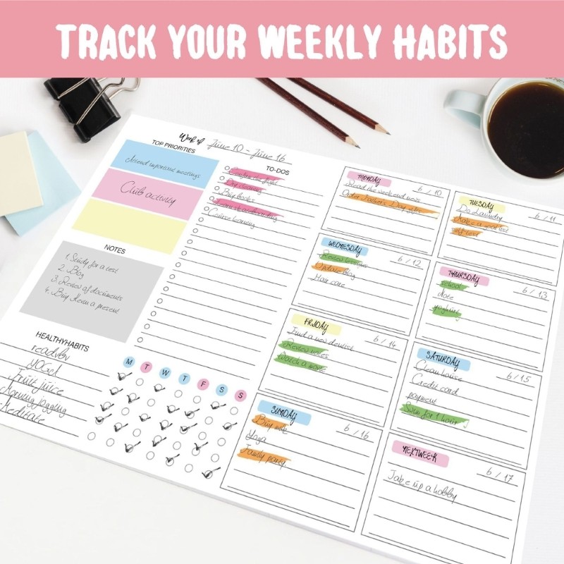 Tearable Schedule Notepad With Vibrantly Color Time Management Sheet ...