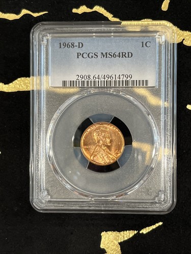 1968-D 1C Lincoln Cent Penny PCGS MS64 RD! Beautiful Coin To Add To ...