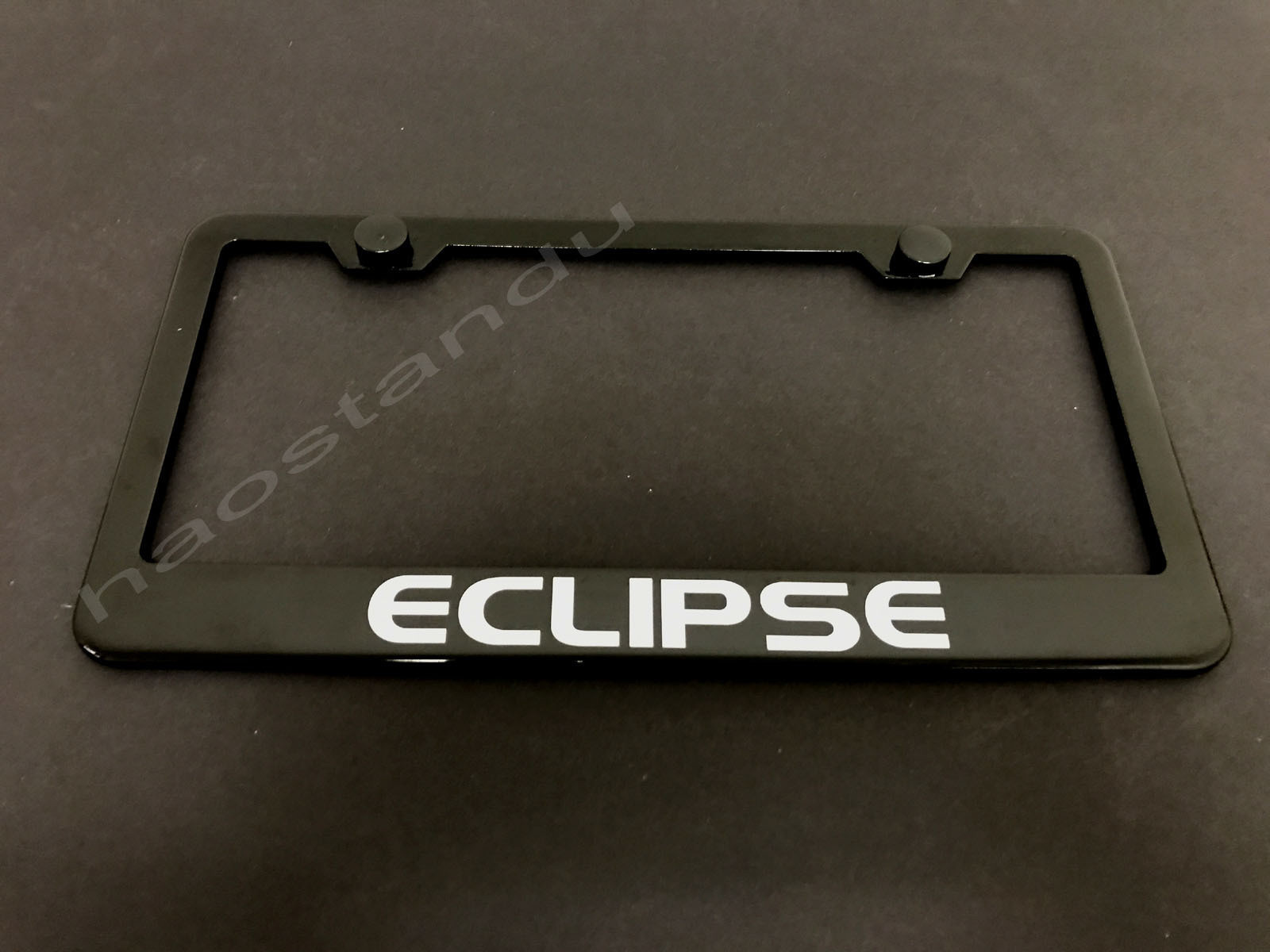 1x ECLIPSE BLACK Stainless Metal License Plate Frame + Screw Caps | eBay