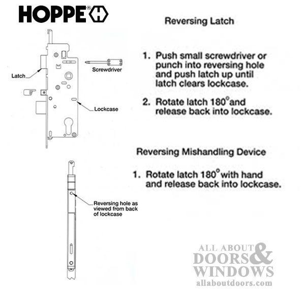 Hoppe Mortise Lock Single Point Mortise Lock 1" Deadbolt Throw 1-3/4 ...