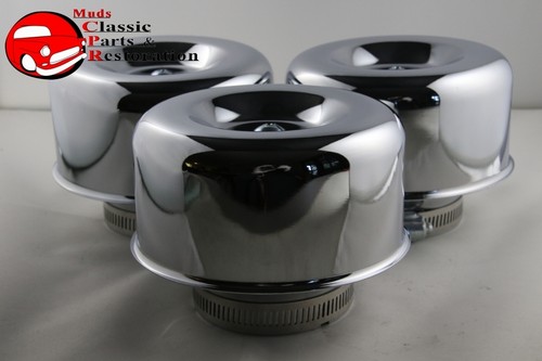 Smooth Chrome Hot Rat Rod Style Air Cleaners 2 Barrel 2 5/8" Custom ...