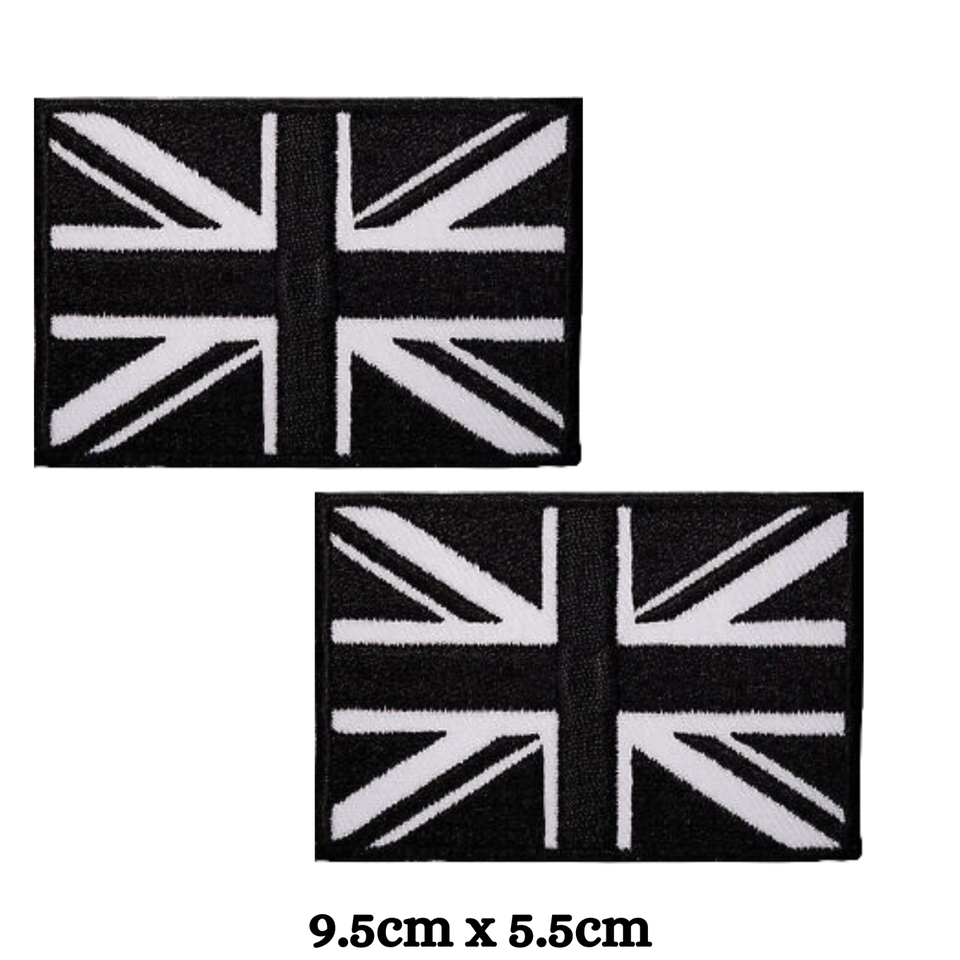 Union Jack Embroidered Iron Sew On Black UK Flag Patch British Applique ...