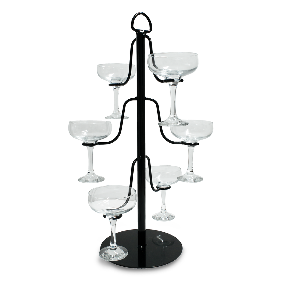 6x Glass Gin Tree in Black - Cocktails Drinks Server & Storage (K150 ...