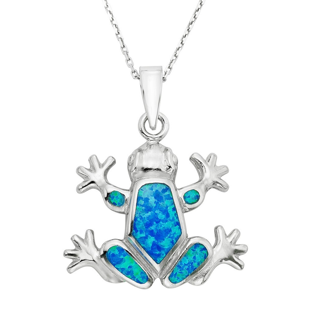 Sterling Silver Blue Inlay Opal Frog Pendant | eBay
