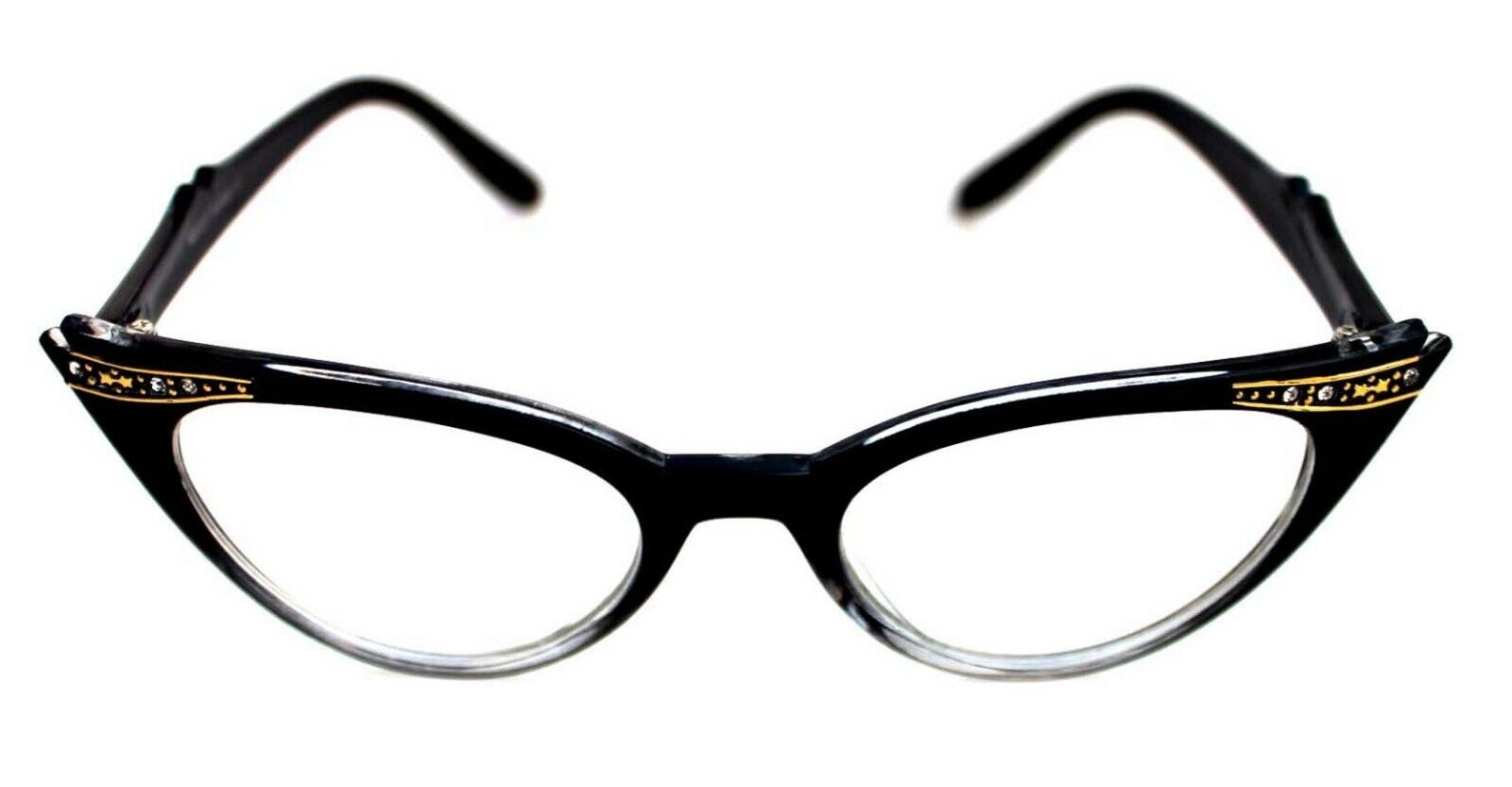 Womens Small Cat Eye Vintage Clear Lens Eye Glasses Black Clear