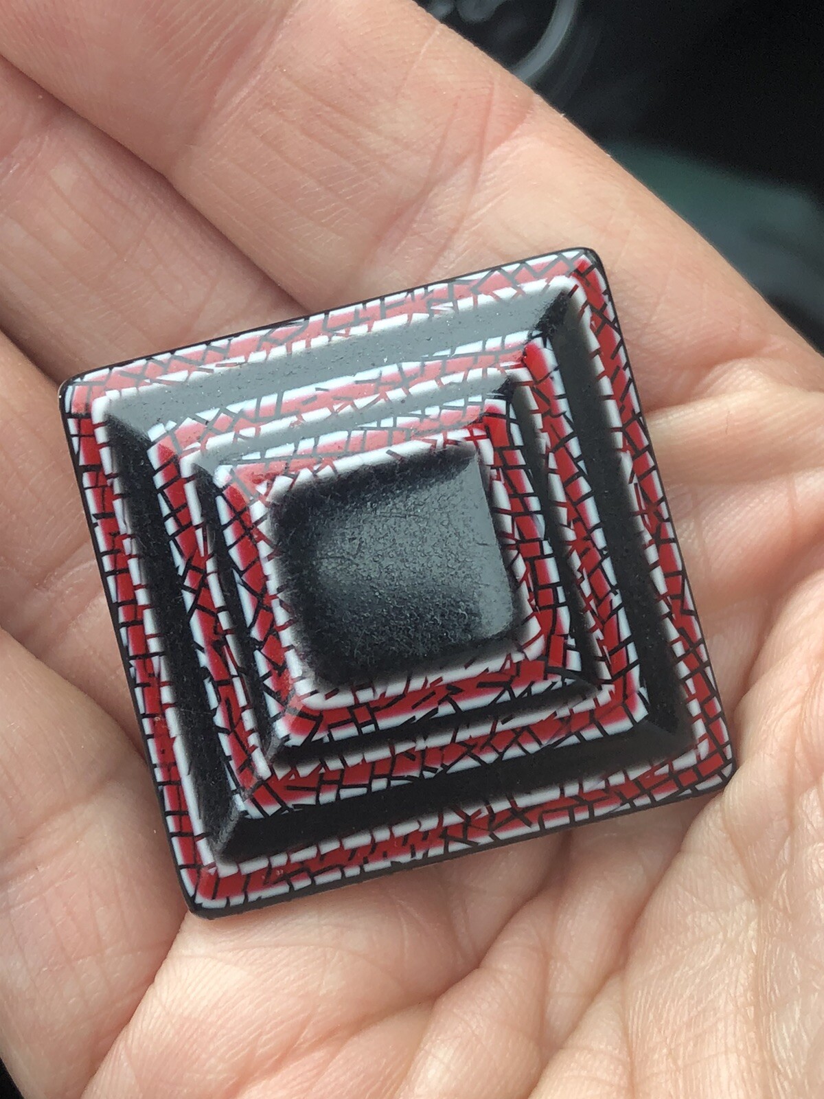 Vintage Lea Stein Plastic Pin Brooch Geometric Lamina… - Gem