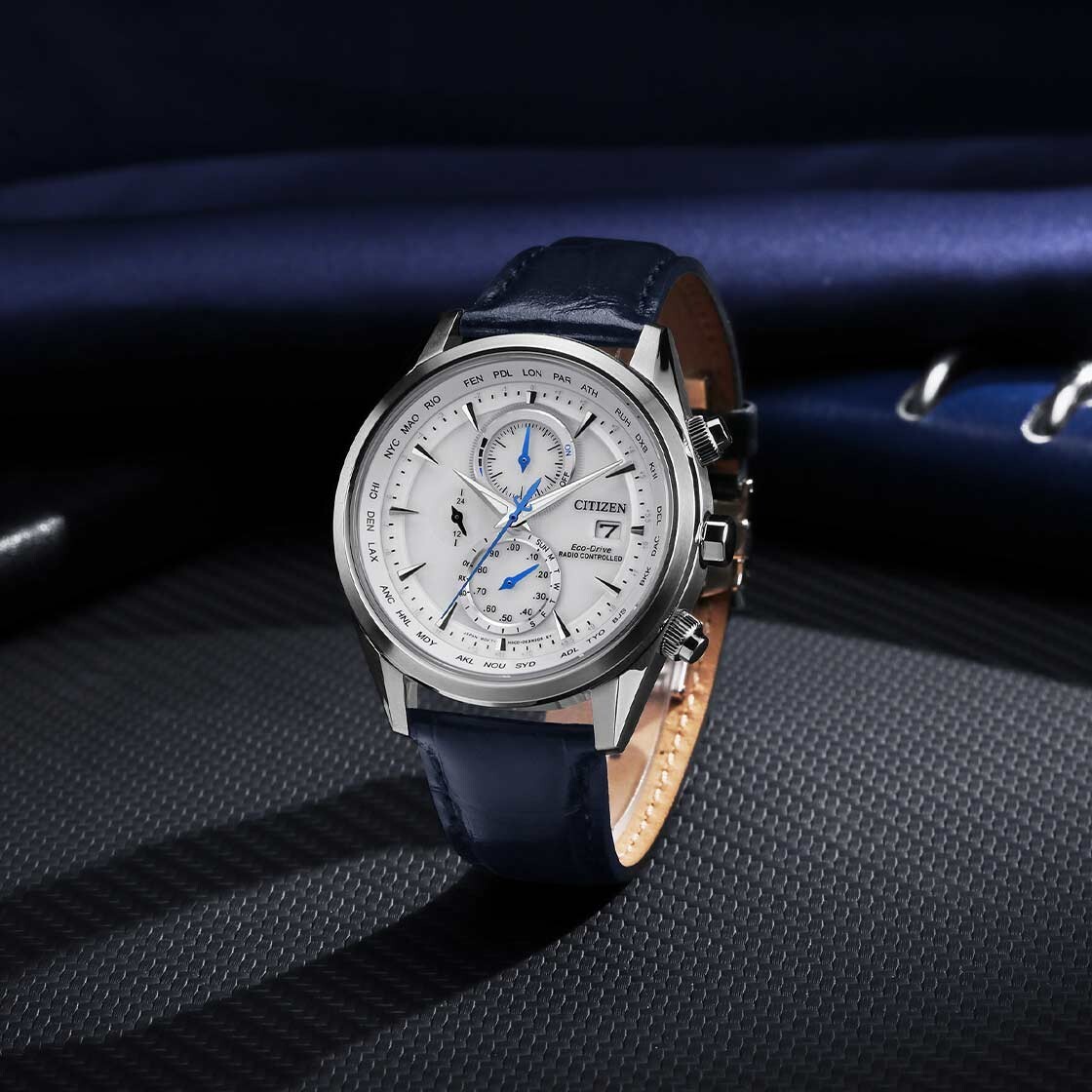 Citizen AT8260-18A Eco-Drive Radio Controlled Blue Perpetual Calendar ...