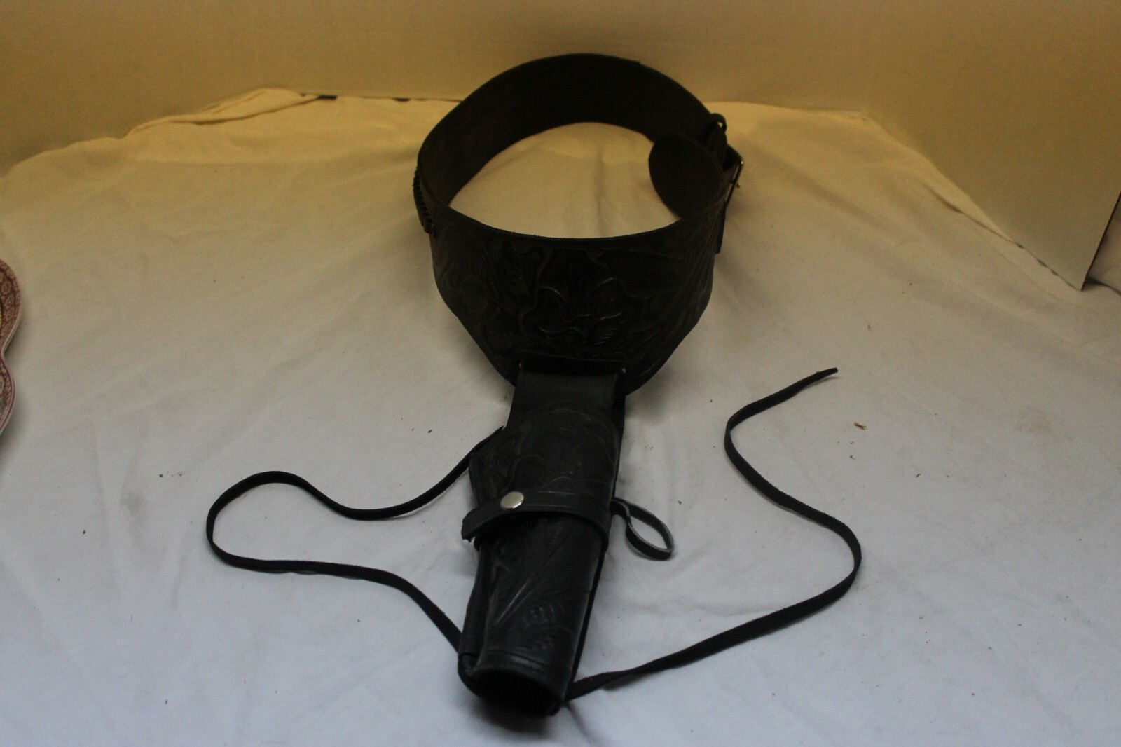 Black Leather gun drop belt | eBay