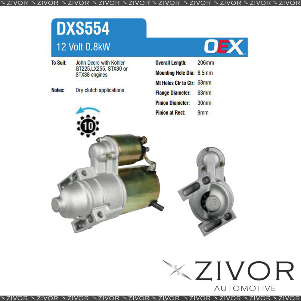 New DXS554-OEX Starter Motor 12V 10Th CCW Denso Style For JOHN DEERE ...