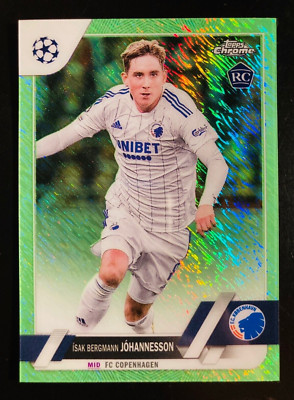 2022-23 Topps Chrome UCC Isak Bergmann Johannesson Green Shimmer rookie ...