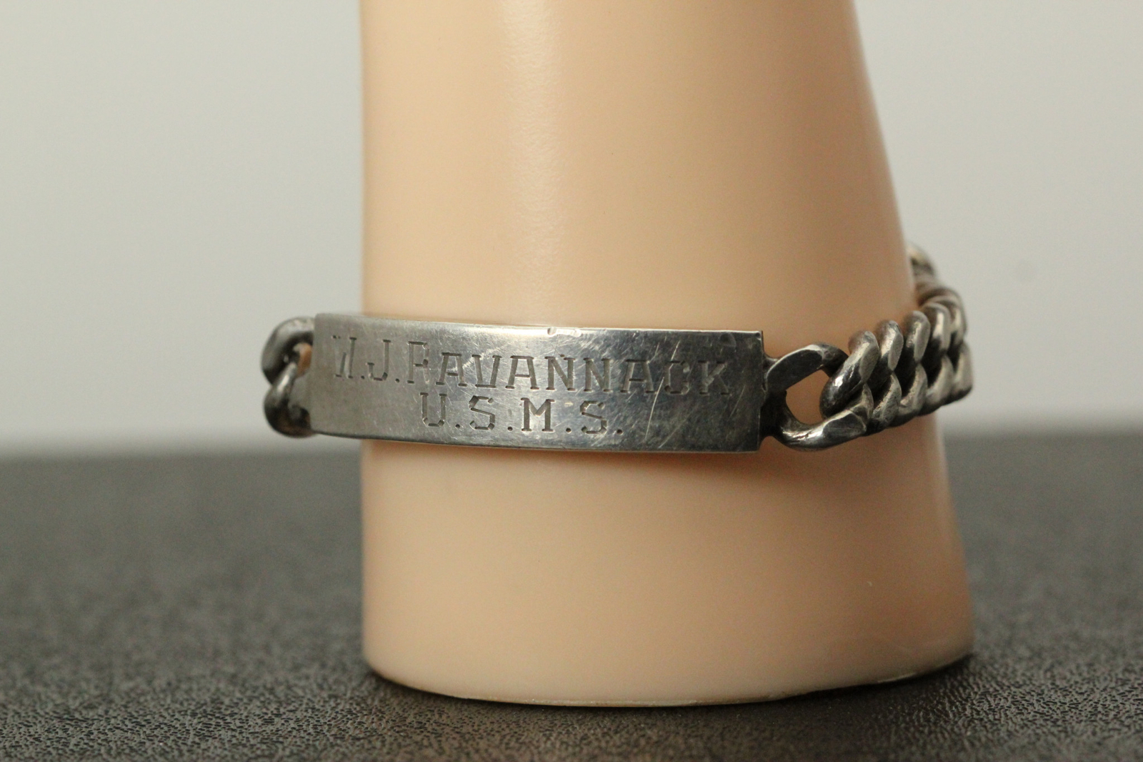 Sterling Silver Heavy WWII Vintage USMS ID Bracelet 55.3 Grams (BR5092 ...