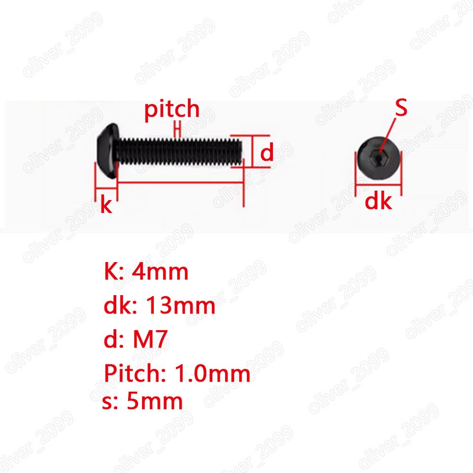 M7 Hex Socket Bolts Button Head Screws Black 12.9 Steel Length 12 ...