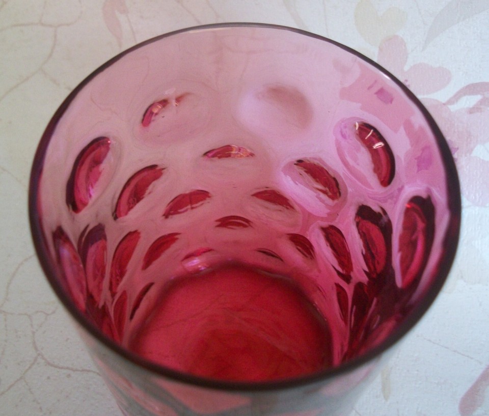 VINTAGE FENTON INVERTED CRANBERRY GLASS THUMB-PRINT TUMBLER GLASS | eBay