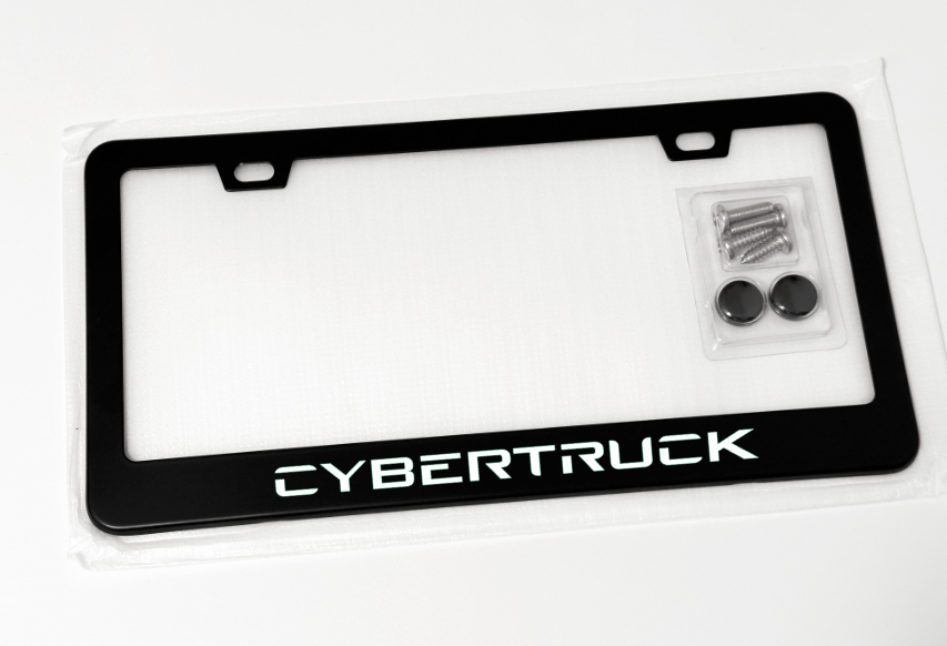 Glowing Tesla Cybertruck Logo Stainless Steel License Plate Frame ...