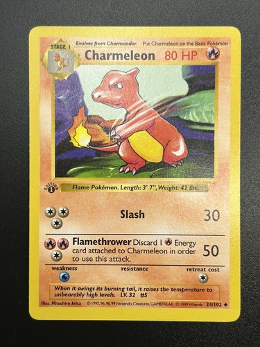 CHARMELEON Pokemon Card - WOTC - 1st Edition - Base Set Shadowless 24/ ...