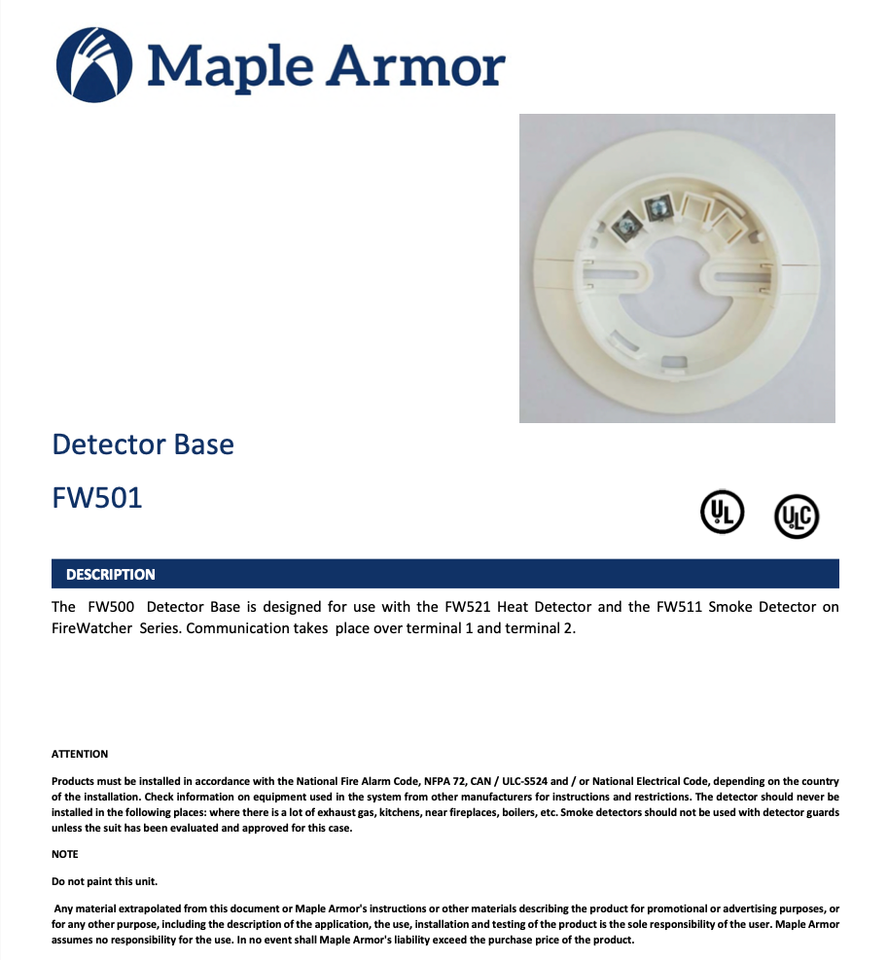 Detector Base FW501 | Maple Armor | eBay