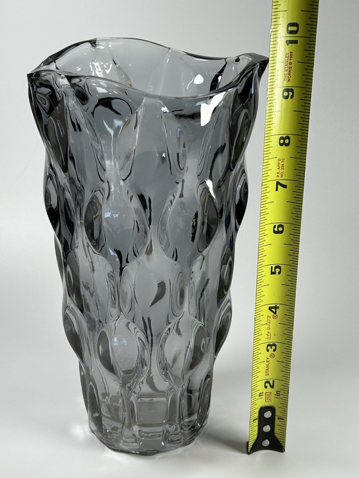 Wide Mouth Glass Vase Metallic Blue Color Boho Style 9.5” x 5.25” | eBay