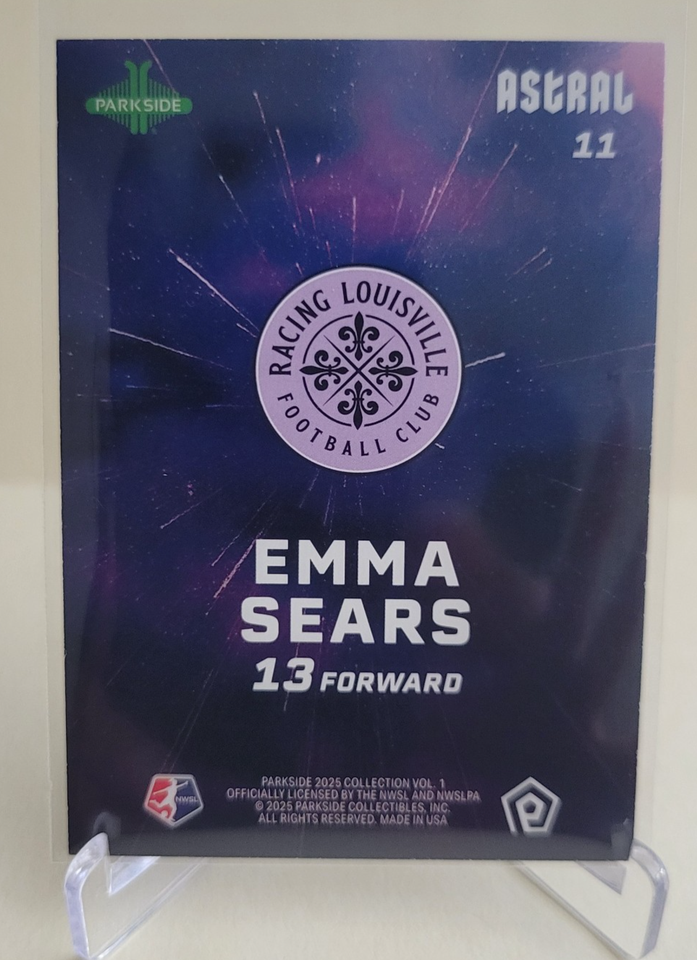 2025 PARKSIDE NWSL VOL 1 EMMA SEARS ASTRAL #11 RACING LOUISVILLE FC | eBay