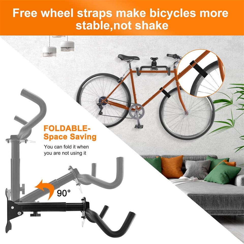 Bicycle Storage Wall Mount Rack Hanger Cycling Steel Garage Space ...