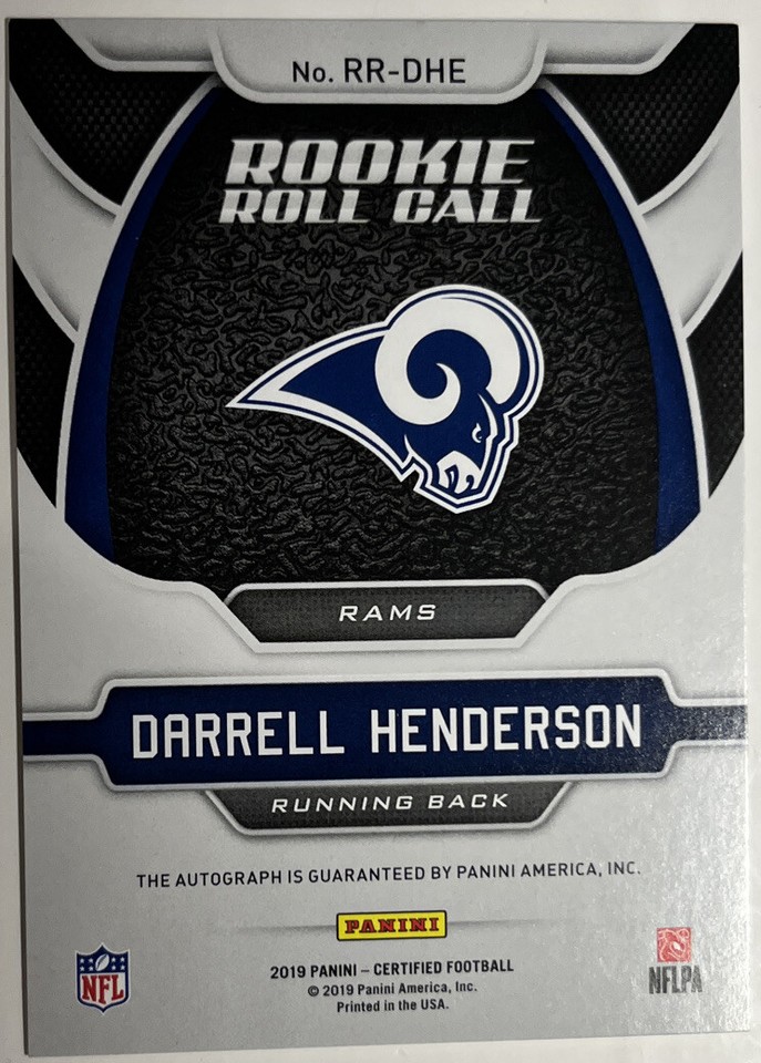 2019 Certified Rookie Roll Call Darrell Henderson Auto Autograph 63/99 ...