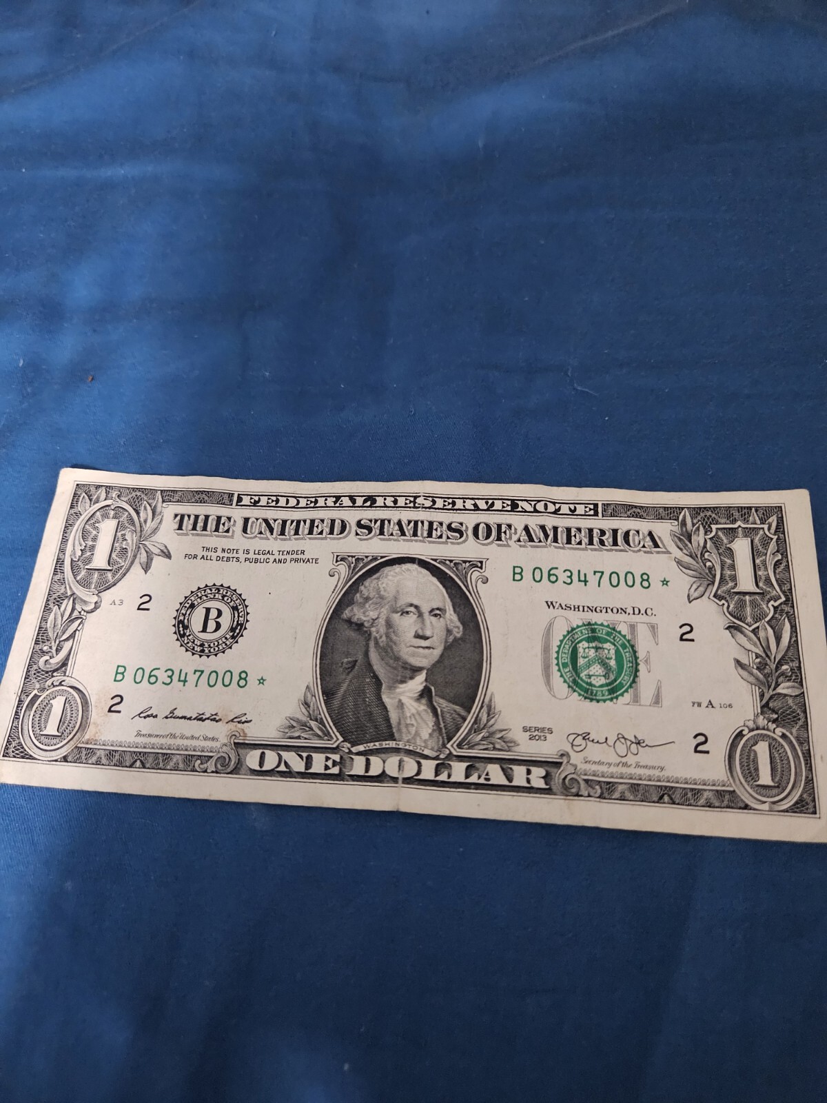 2013 B Series $1 Duplicate Star Note Bill E.F | eBay