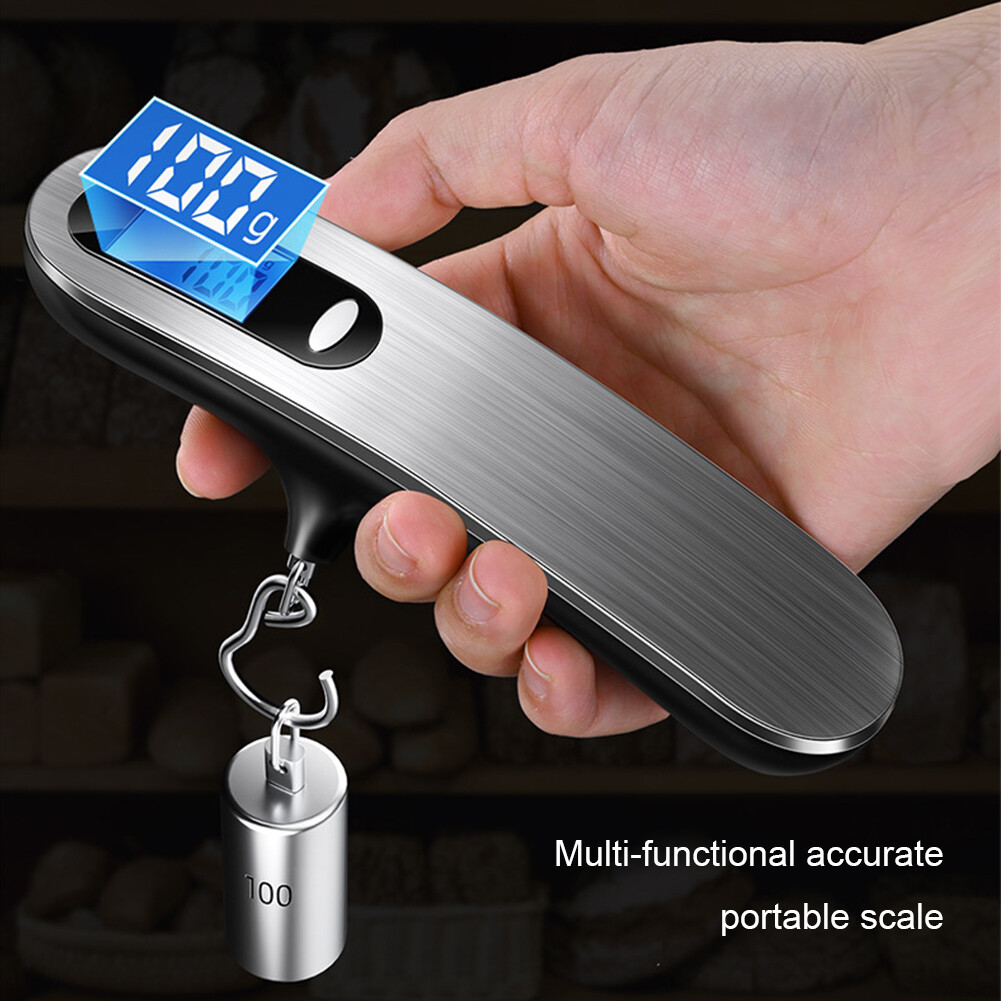 50kg Digital Luggage Scale with Hook LCD Display Hanging Baggage Scale ...