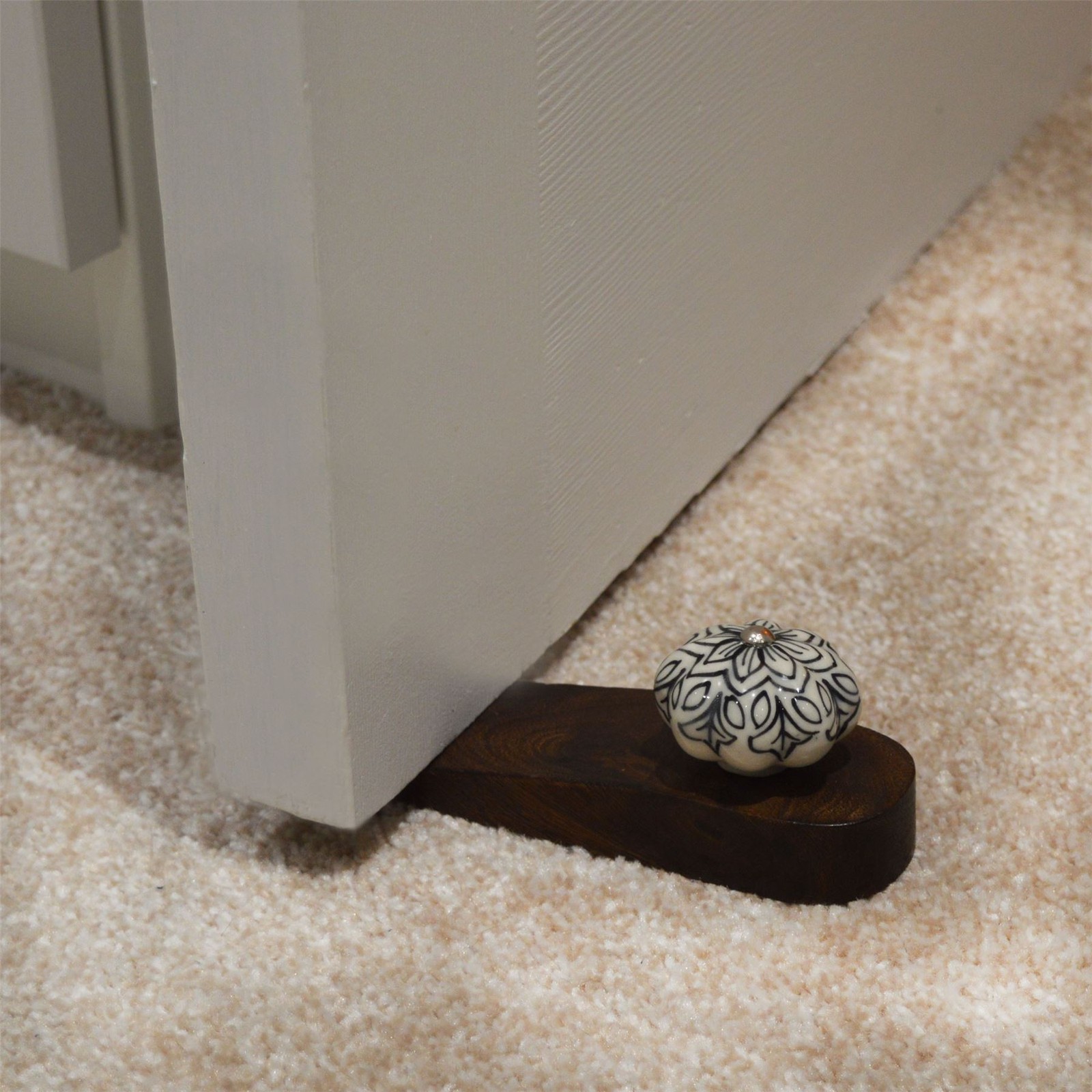 Wooden Door Stop Stops Stopper Wedge Jam Doorstop - Classic Flower ...