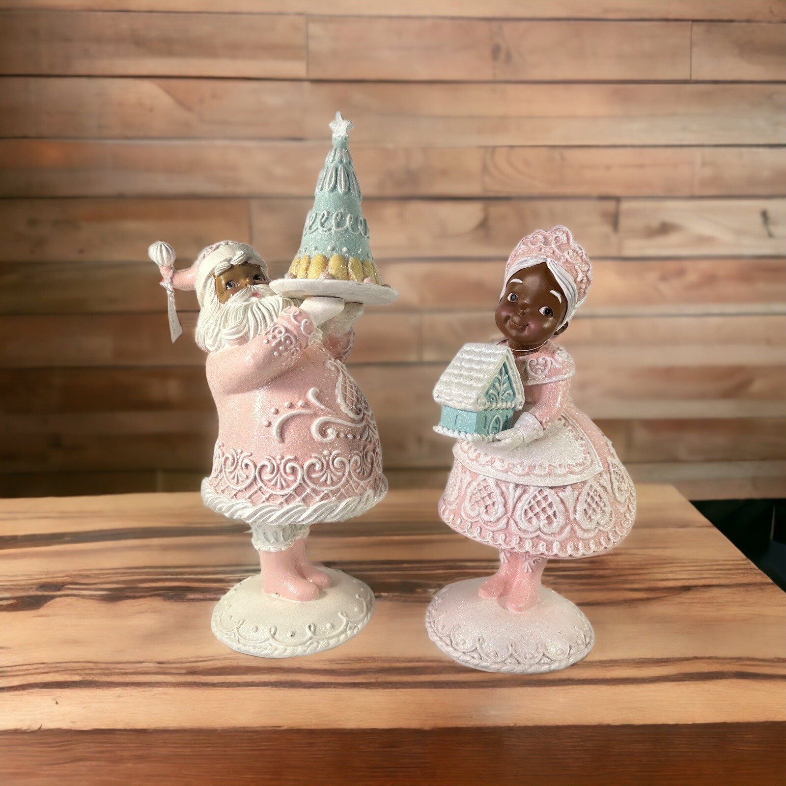 Valerie Part Hill 17" Baking Gingerbread Lace Santa & Mrs. Claus ...